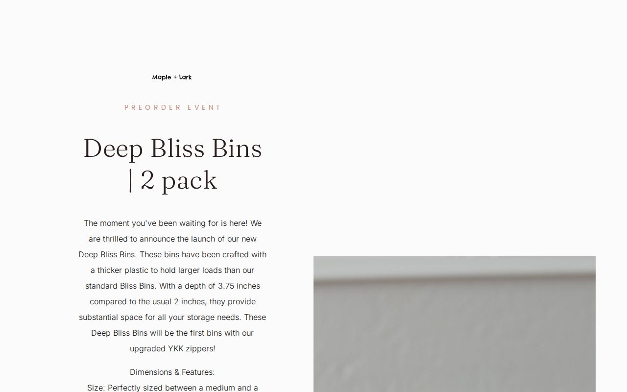 Deep Bliss Bin Preorder